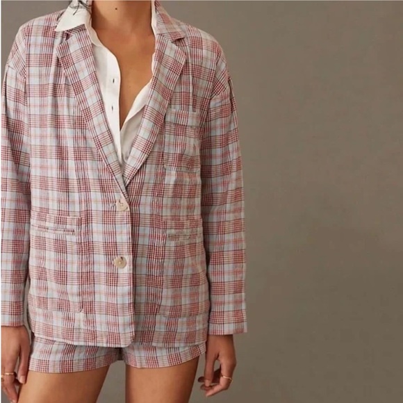 Maeve | Jackets & Coats | Maeve By Anthropologie M Blue Plaid Preppy ...